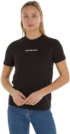 Calvin Klein Jeans Femme T-Shirt Manches Courtes Institutional Straight Col Ras-du-Cou, Noir (Ck Black), L