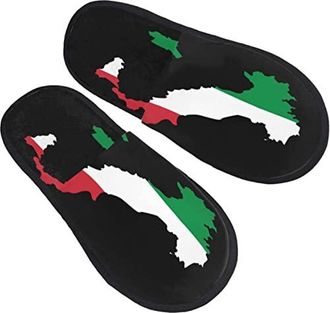 Generic Chaussons Femme Homme Italia Italie Italien Carte Chaussures DInt&eacute;rieur Peluche Chaud Chaussons Antid&eacute;rapant Pantoufles En Peluche Pour H&ocirc;tel Ext&eacute;rieu