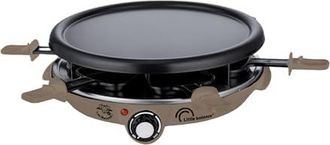 Little Balance 8951 Cheese & Cr&ecirc;pes Meuuuh...!, Raclette Grill Cr&ecirc;pi&egrave;re, 3 en 1, 6 spatules bois, Sans PFAS, 6 personnes, 1200 W, Muscade