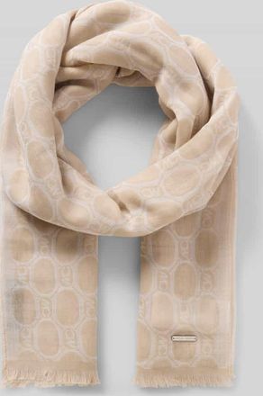 Marc Cain Schal mit Logo-Muster und Fransen