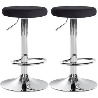 Clp 2er Set Barhocker Ponte Samt schwarz Metall in Chromoptik