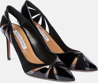 Aquazzura Pumps Puzzle 85 aus Lackleder und Veloursleder