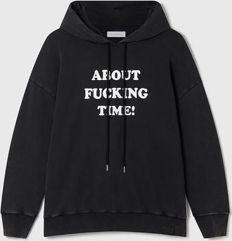 Stella McCartney About Fucking Time! Hoodie, Woman, Washed black, Size: XS