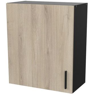 Demeyere Meuble haut 1 porte 60 cm d&eacute;cor ch&ecirc;ne kronberg et noir - KOREY