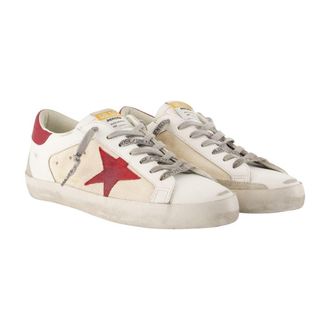Golden Goose Mens Super Star Sneakers - Golden Goose Deluxe Brand Leather Beige Calfskin Shoes