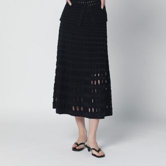 SIMKHAI Drue black midi skirt in openwork knit
