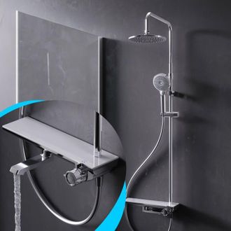 AM.PM Duschsystem ohne Armatur Regendusche Duschset ohne Thermostat mit Kopfbrause Handbrause Umsteller eckig Duschs&auml;ule f&uuml;r Badezimmer chrom F079H700