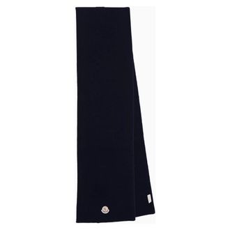 Moncler Homme, Accessoires, Bleu, Taille: ONE Size Ribbed Logo Scarf