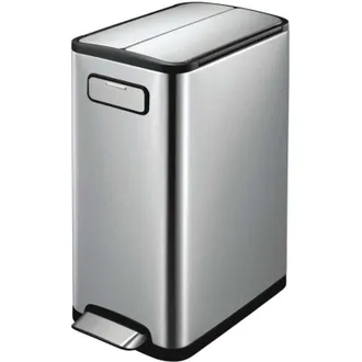 EKO Poubelle &agrave; p&eacute;dale tri s&eacute;lectif Ecofly 20+20 litres - Stainless steel Plastic - inox mat