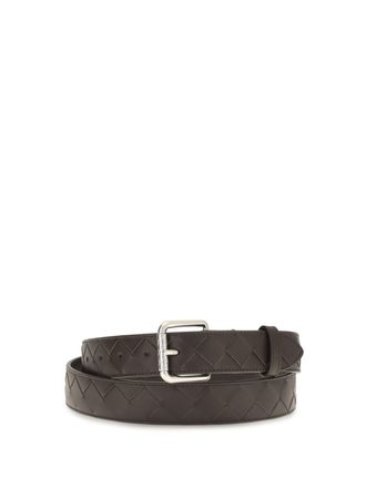 Bottega Veneta Mens Belt Intrecciato Fondant-Silver Calf Leather Fondant/silver