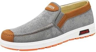 Generic Mocassins en toile &agrave; enfiler pour homme avec panneau lat&eacute;ral &eacute;lastique, baskets d&eacute;contract&eacute;es l&eacute;g&egrave;res pour homme, tige douce et respirante, semelle in