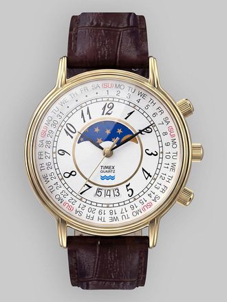 Timex 1990 Moon Phase&Calendar Dial Reissue Montre marron