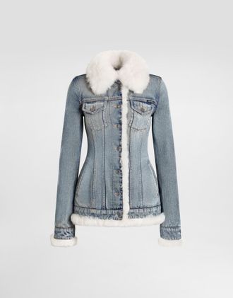 Dolce & Gabbana Denim Jacket With Fur Effect Details - Frau Denim Mehrfarbig 48