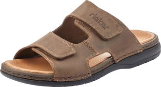Rieker Pantolette RIEKER, Herren, Gr. 40, braun (dunkelbraun), Leder, unifarben, Schuhe Pantolette, Sommerschuh, Strandschuh, Hausschuh mit weicher Innensohl