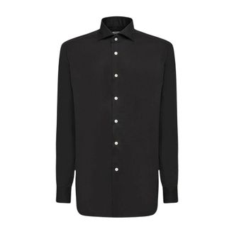 Kiton Schwarzes Baumwollhemd mit handgeschnitzten Kn&ouml;pfen - - Shirts - Herren - Schwarzk - 3XL