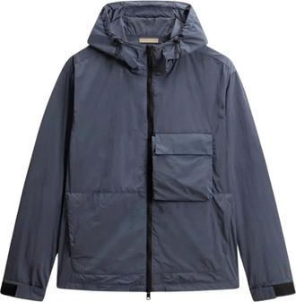 Woolrich Homme, Vestes, Gris, Taille: XL Veste &agrave; capuche en nylon brillant