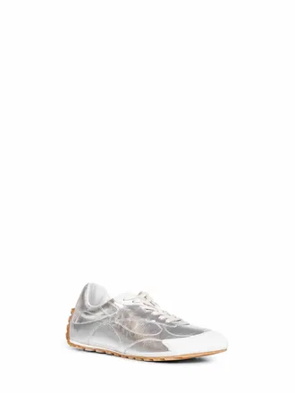 Bottega Veneta Mens Silver Laminated Leather Orbit Flash Sneakers Calf Trainers