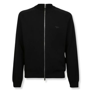 Maison Kitsun&eacute; Homme, Pulls, Noir, Taille: L Technical Merino Wool Knitted Jacket