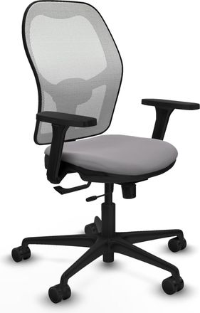 Piqueras y Crespo B&uuml;rostuhl mit 3D-Armlehnen, h&ouml;henverstellbare Lendenwirbelst&uuml;tze, ausgestattet mit Syncro/Traslack und Schaumstoff, Rollen 65 mm, Nylon, Wei&szlig;/Grau