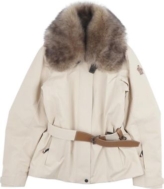 Moncler Femme, Vestes, Beige, Taille: 38 FR Vizelles Shearling-Trimmed Ski Jacket