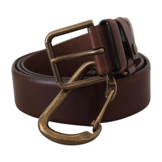 Dolce & Gabbana Luxus Leder G&uuml;rtel mit Metallschnalle - - Accessories - Herren - Braun - ONE SIZE