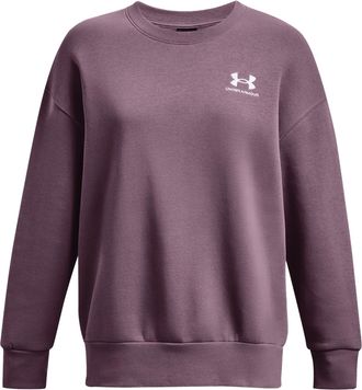 Under Armour Essential FLC OS Crew Sweatshirt Damen, Black/White, S