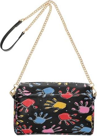 HMZXZ Sac à bandoulière coloré à motif gribouillage pour femme, sac à main en cuir, petit sac à main à bandoulière, peinture