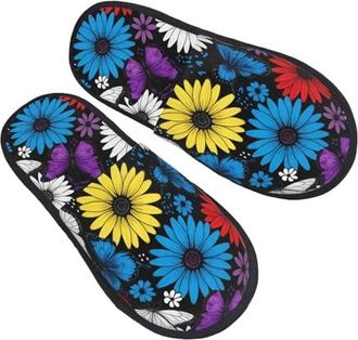 Generic Confortable Pantoufles Femmes Marguerite Papillon Maison Pantoufles L&eacute;g&egrave;re Chaussons en Peluche pour Femme Ext&eacute;rieur Homme M