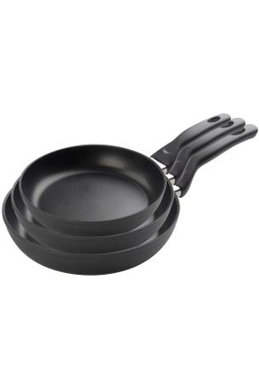 Ballarini Pfannenset Panarea, Schwarz, Metall, 3-teilig, rund, antihaftbeschichtet, Kochen, Pfannen, Pfannensets