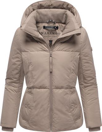 Navahoo Damen Winterjacke warme Steppjacke mit großer Kapuze Flüsterfee 14 Taupe Grey Gr. XXL