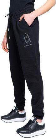 A|X Armani Exchange Womens Drawstring Logo Studs Terry Jogger Casual Pants, Black, X-Klein