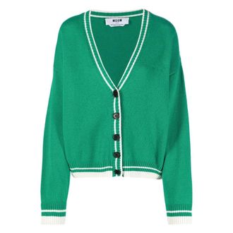 Msgm Gr&uuml;ne Strickjacke aus Wolle und Kaschmir - - Knitwear - Damen - Gr&uuml;n - L