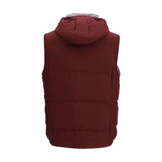 Brunello Cucinelli Hooded Puffer Gilet - Bordeaux