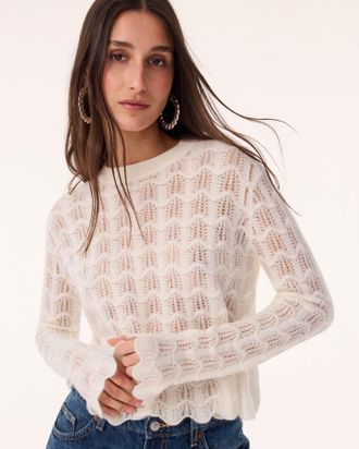 Kujten Top cachemire pointelle manches tulipes - Top Iselda Sagrada