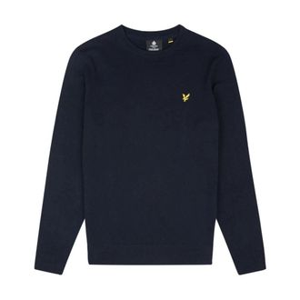 Lyle & Scott Baumwoll-Merino-Pullover mit Rundhalsausschnitt - - Knitwear - Herren - Blau - S