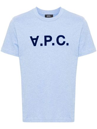 A.P.C. t-shirt en coton &agrave; logo floqu&eacute; - Bleu