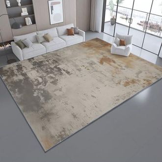 Generic Tapis 160 x 230 cm Lavable Poil Ras Anti Slip Chambre - R&eacute;tro Et Nostalgique Tie-Dye Textur&eacute; Th&egrave;me Tapis de Salon, Beige Moquette Decoration Maison po