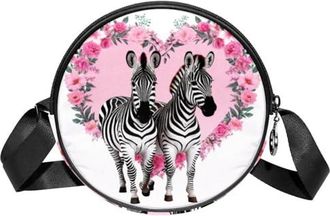 Generic Sac &agrave; bandouli&egrave;re rond pour femme, petit sac &agrave; bandouli&egrave;re avec fermeture &eacute;clair et bretelles r&eacute;glables style d&eacute;contract&eacute; pour femme et fille