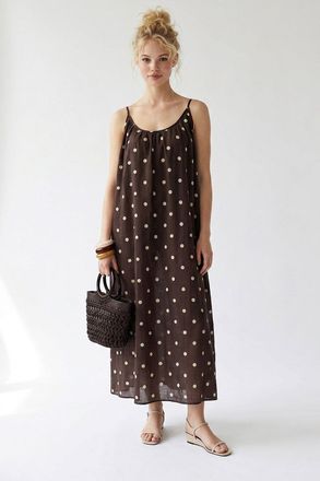 Mixray Punkte A-Linien Maxi-Kleid