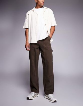 Good For Nothing Jean charpentier baggy en denim - Marron fonc&eacute;-Brown