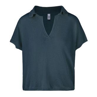 Bomboogie Femme, Pulls, Bleu, Taille: 42 FR Polo en lin
