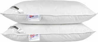 Homescapes Homescapes - Lot de 2 oreillers naturels en plumes et duvet de canard, 50 x 75 cm