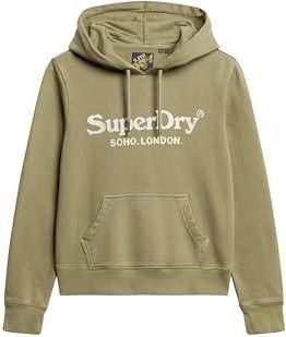Superdry Sweat à capuche Venue pour femme, aspect métallisé, Vert olive pâle, 36
