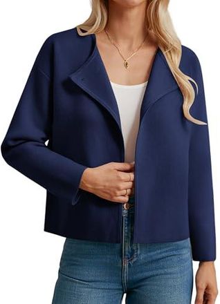 Grace Karin Cardigan d&eacute;contract&eacute; &agrave; manches longues en tricot pour femme avec boutons sur le devant, Cl26-06/Bleu marine, XXL
