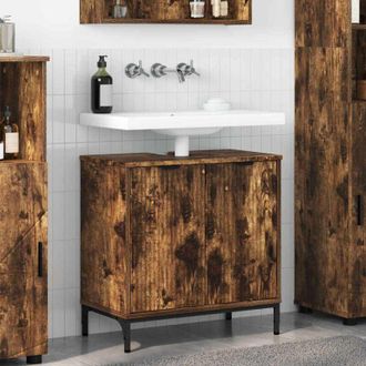 vidaXL Badezimmer Waschbecken Schrank R&auml;uchereiche 60,5 x 33,5 x 61 cm vidaXL