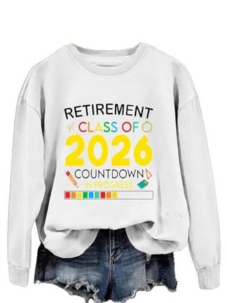 Generic Sweat-shirt senior 2026 pour femme - Compte &agrave; rebours en cours de classe de 2026 - Pull amusant graphique d&eacute;contract&eacute; &agrave; col rond, sable, XXL