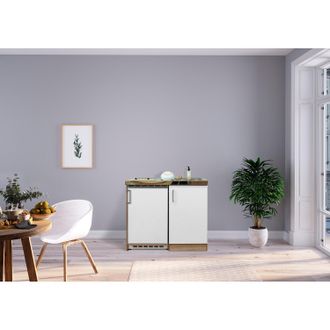 Respekta home24 Singleküche Levin I 100 x 87 x 60cm Weiß/Weiß Glaskeramik