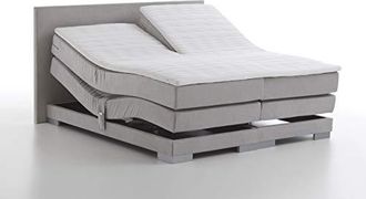 Atlantic Home Collection MONA Boxspringbett mit elektronischer Kopf-und Fußteilverstellung, Härtegrad 3, Hellgrau, 160 x 200 cm
