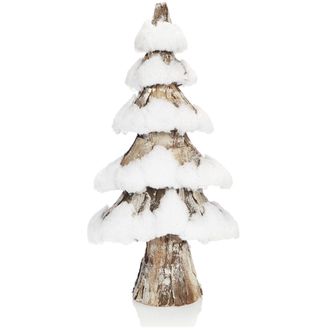 Com-Four Deko-Weihnachtsbaum, dekorativer Kleiner Schmuckbaum, tolle Tischdeko, optimal für die Adventszeit, ergänzt Kränze und Girlanden (38cm mit Schnee weiß