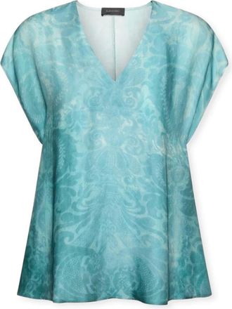 Elena Miro Femme, Blouses et Chemises, Bleu, Taille: 56 FR Blouse Imprim&eacute;e